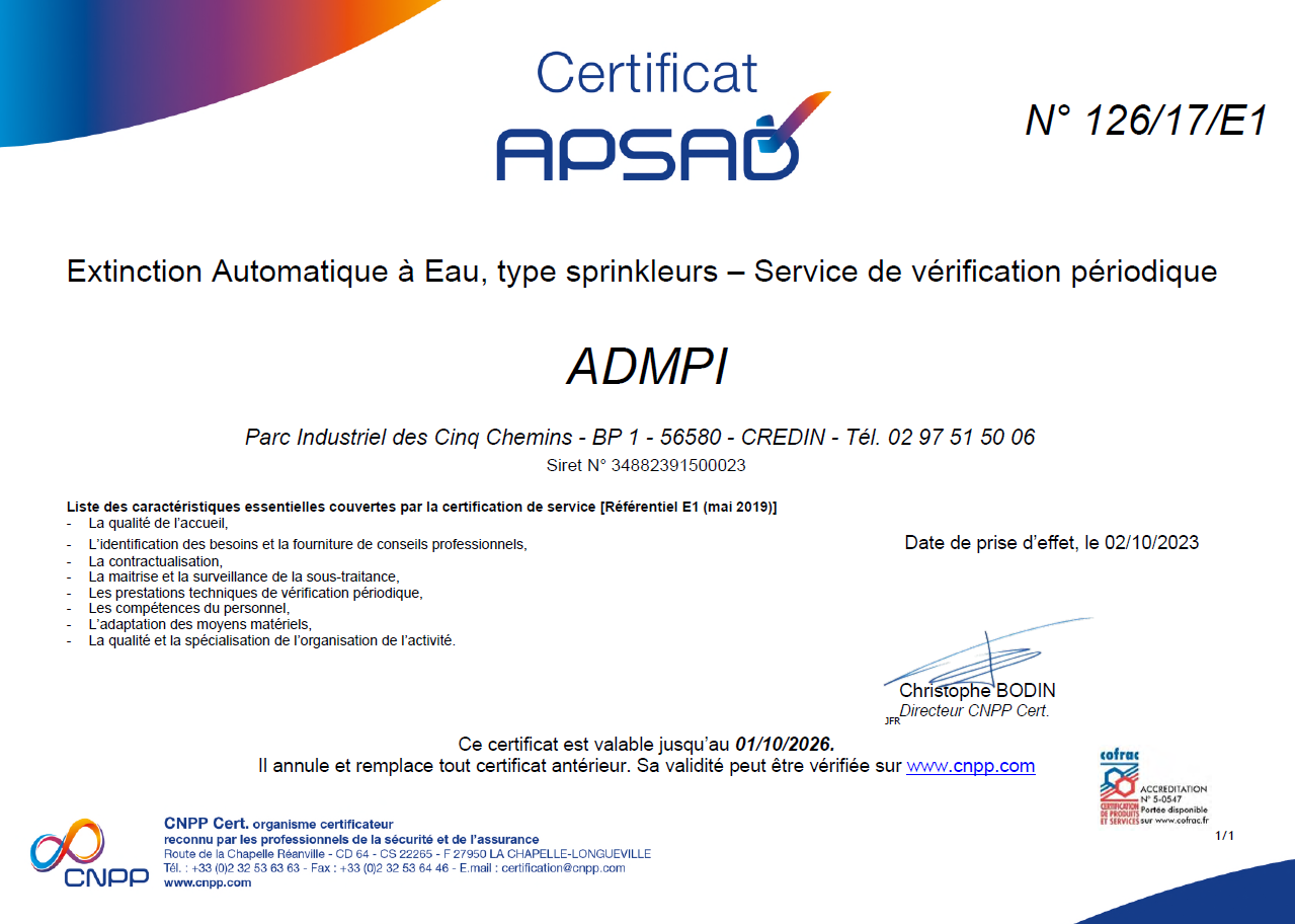 Spécialiste de la Protection Incendie – ADMPI